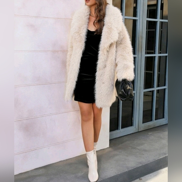 Boutique | Jackets & Coats | New Chic Faux Fur Jacket Coat Short Beige ...
